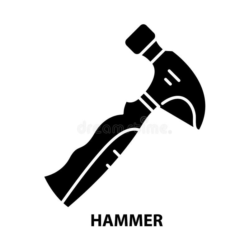 Hammer Symbol Icon, Black Vector Sign with Editable Strokes, Concept ...