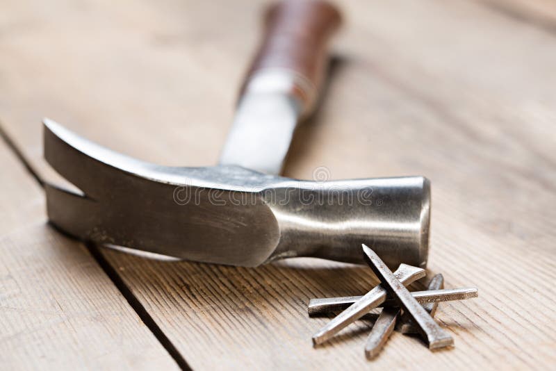 Hammer on table stock photo. Image of hardware, closeup - 45546036