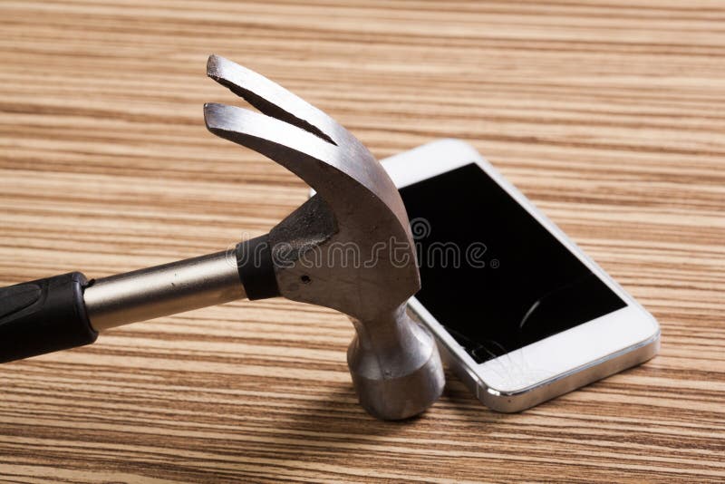 Hammer to cell phone stock photo. Image of electronic - 33040638
