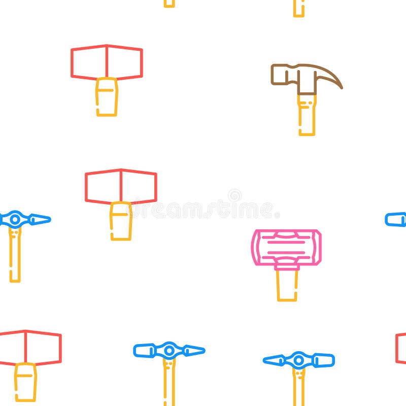 Hammer Tool Construction Vector Seamless Pattern Stock Vector ...