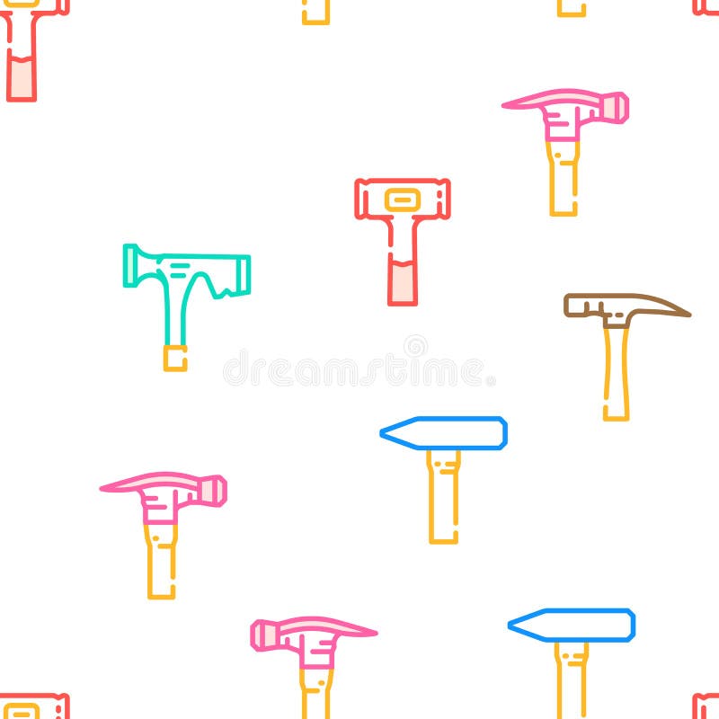 Hammer Tool Construction Vector Seamless Pattern Stock Vector ...