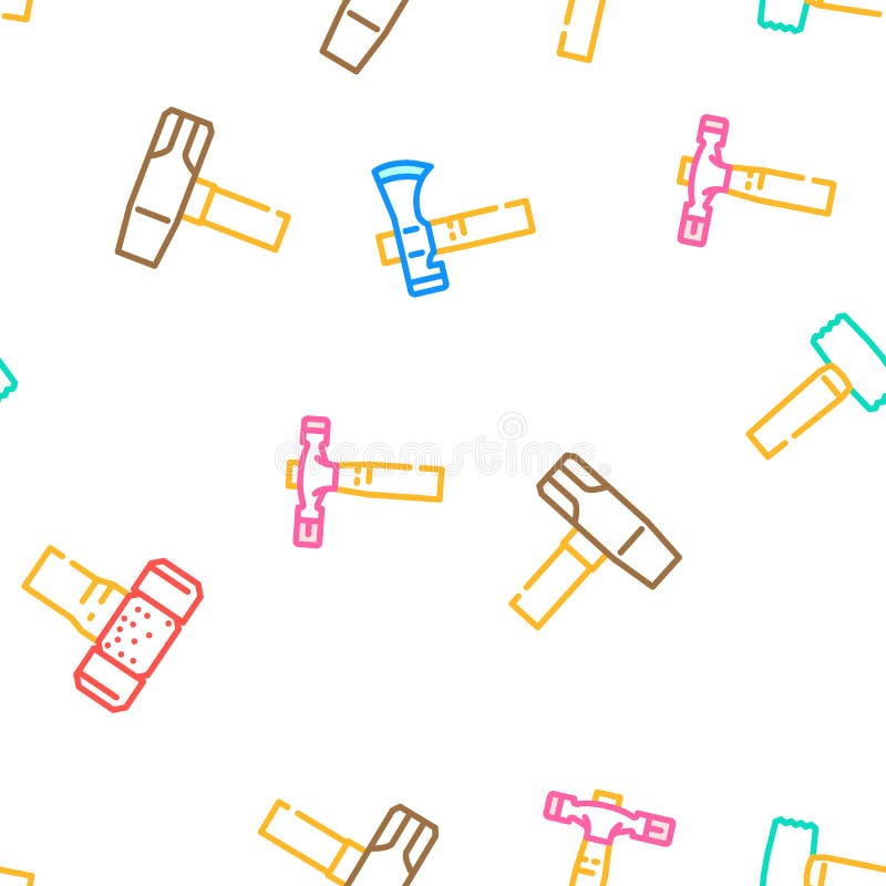 Hammer Tool Construction Vector Seamless Pattern Stock Vector ...