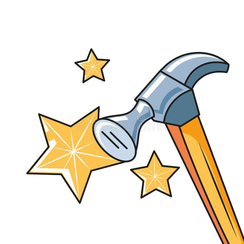 Hammer Tool Handle with Set of Stars Stock Illustration - Illustration ...