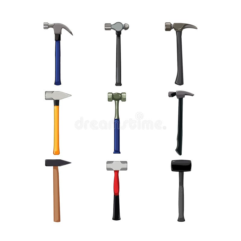 Hammer Tool Set Cartoon Vector Illustration Stock Vector - Illustration ...