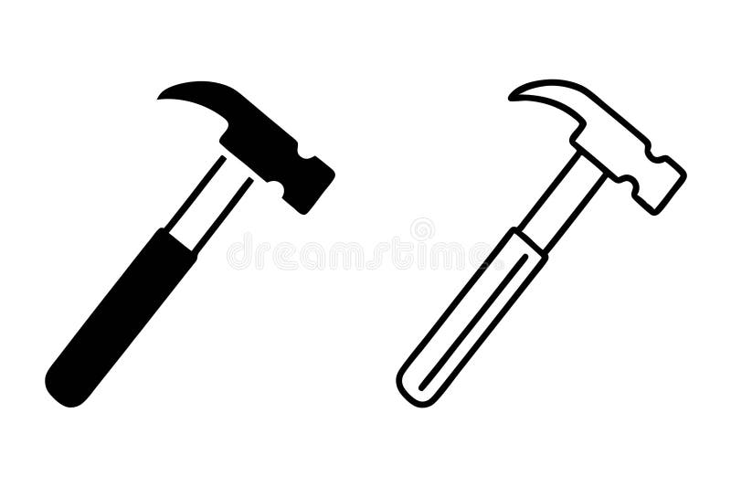 Hammer Tools in Multiple Designs and Angles, Including Outlined and ...