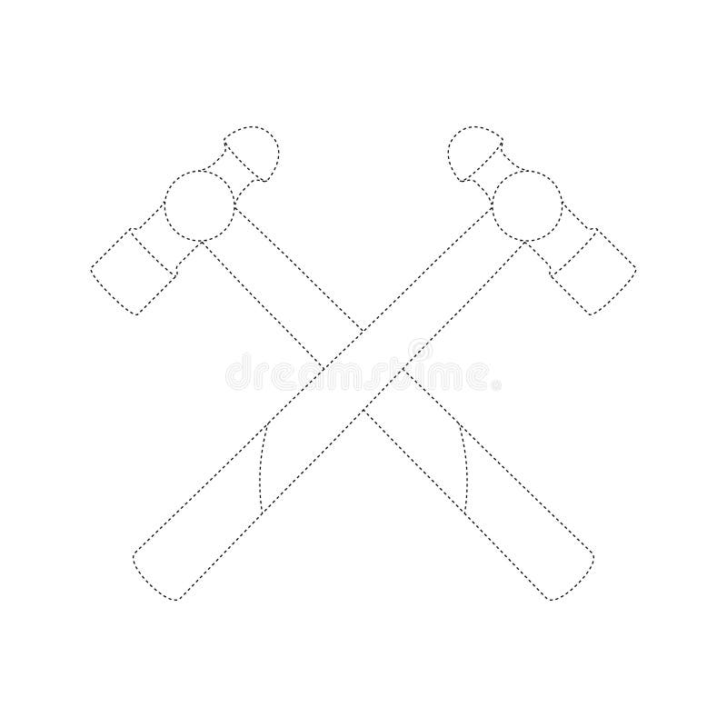 Hammer Tracing Worksheet for Kids Stock Vector - Illustration of hammer ...