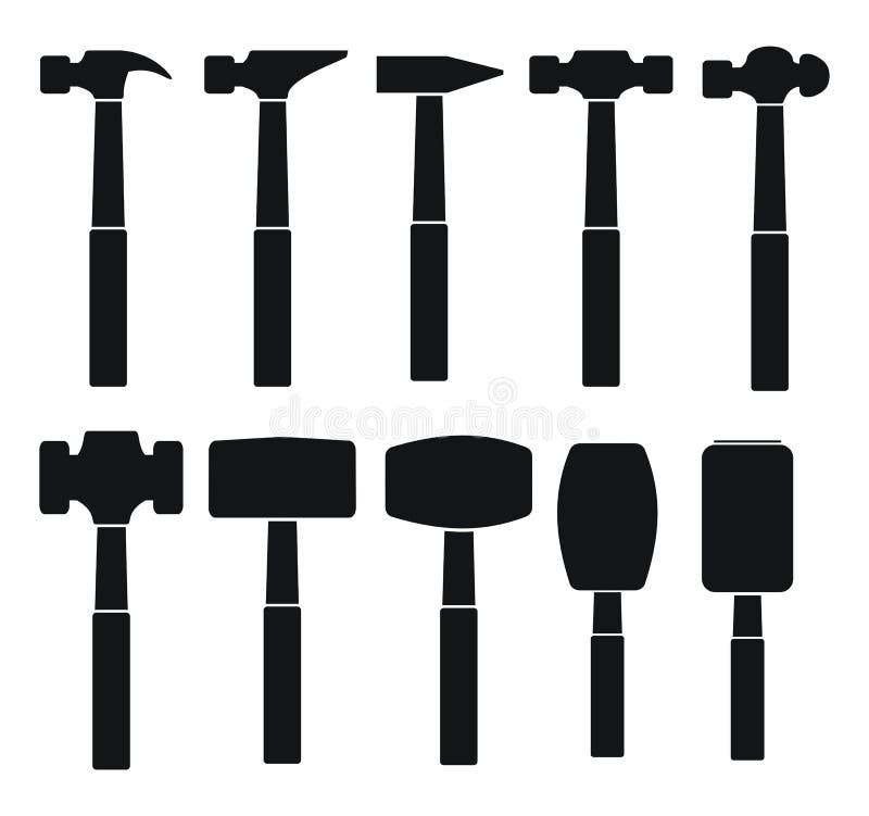 Hammer types silhouette stock illustration. Illustration of club - 63223530