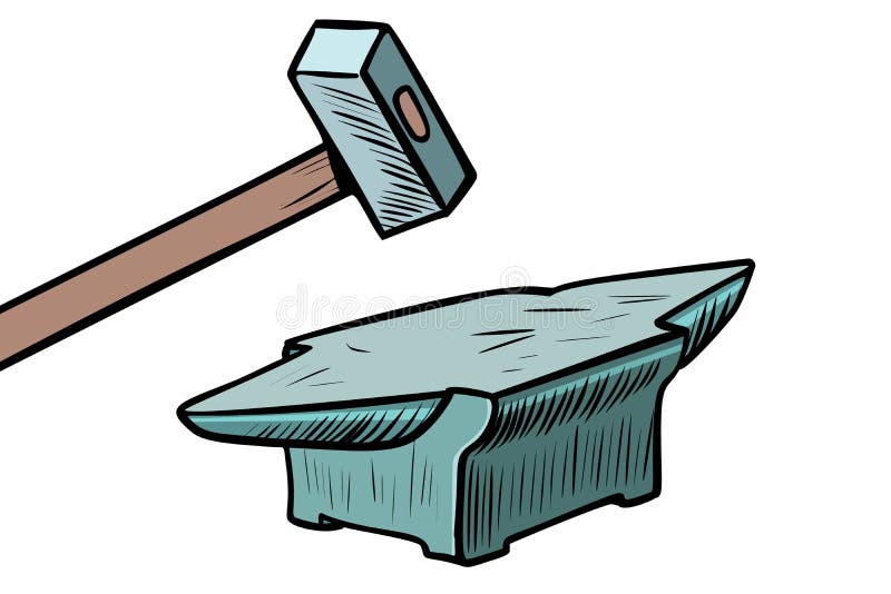 Hammer Und Amboss Schmied Tool Vektor Abbildung - Illustration von ...