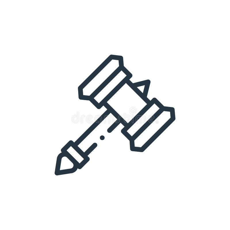 Hammer Vector Icon Isolated on White Background. Outline, Thin Line ...