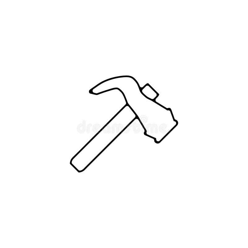 Hammer Thin Line Icon. Hammer Tool Linear Outline Icon Stock ...