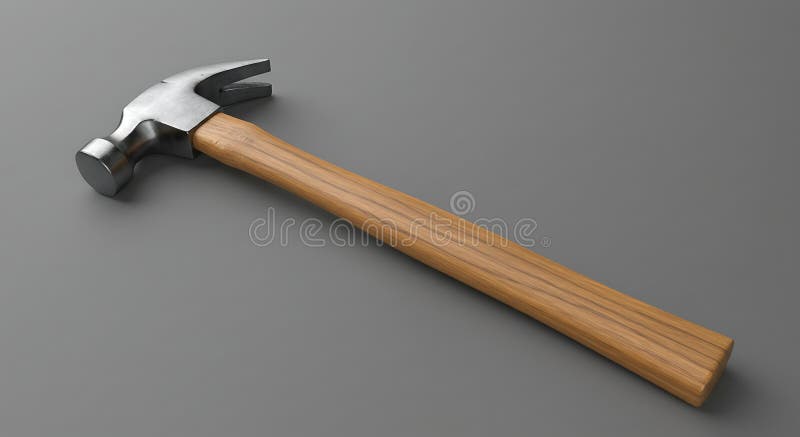 Hammer with Wooden Handle on Gray Background Still Life Stock ...