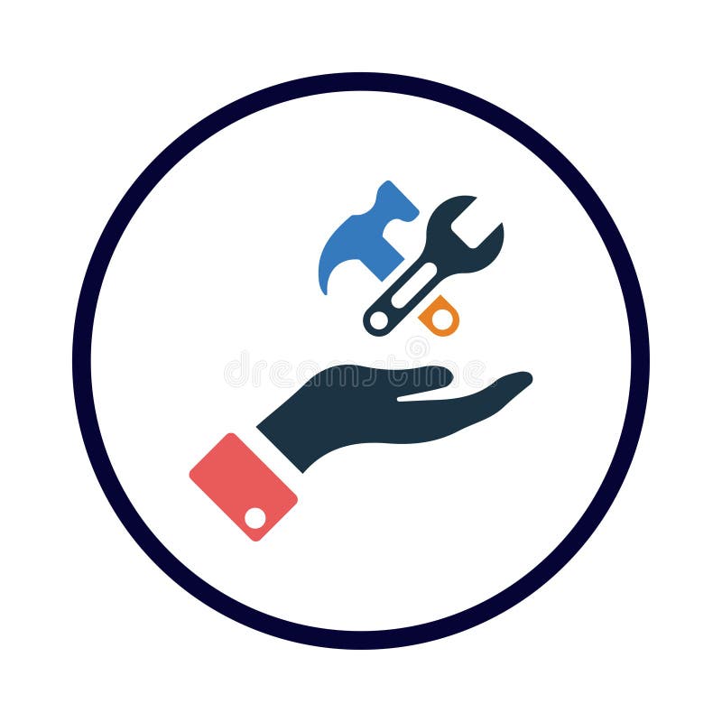 Hammer, Wrench, Hand, Work Tools Care Icon Stock Vector - Illustration ...