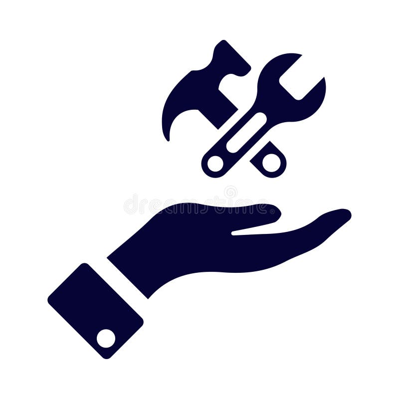 Hammer, Wrench, Hand, Work Tools Care Icon Stock Vector - Illustration ...
