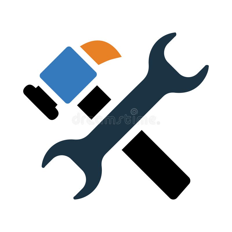 Hammer, Wrench, Work Tools Icon Stock Vector - Illustration of setting ...