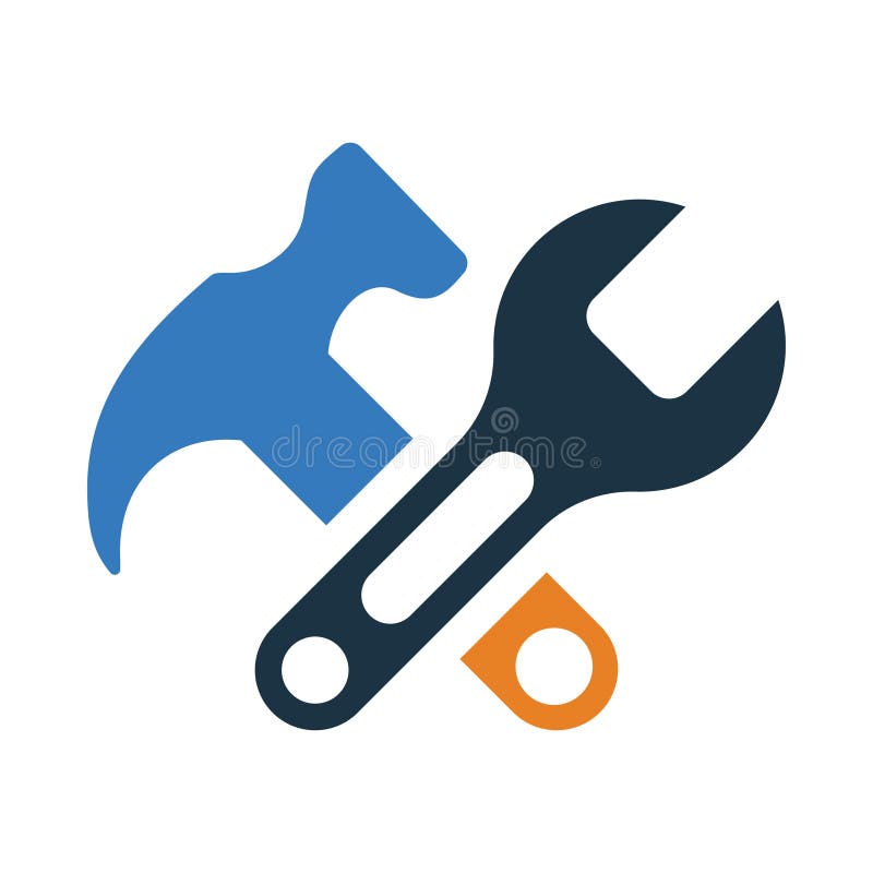Hammer, Wrench, Work Tools Icon Stock Vector - Illustration of ...