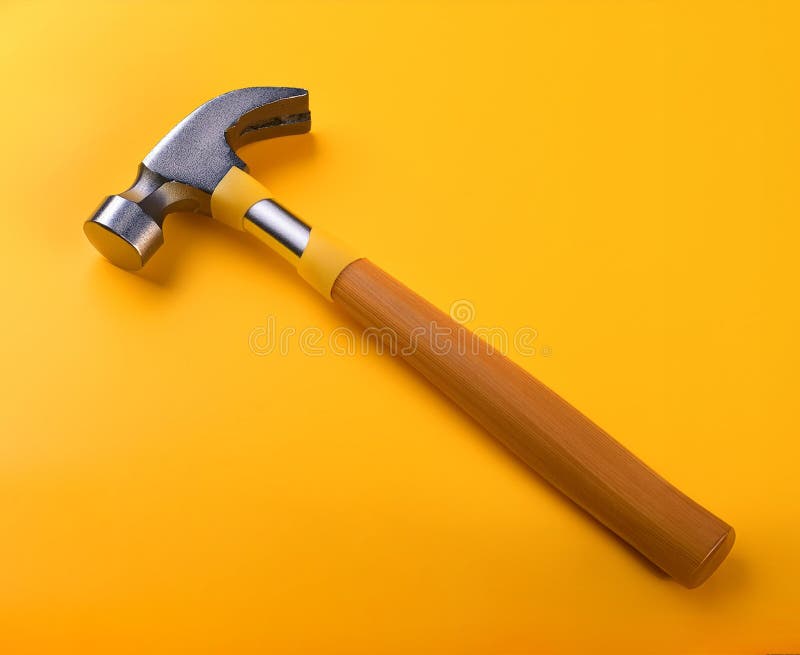 Hammer on a Yellow Table. Generated Image. Stock Illustration ...