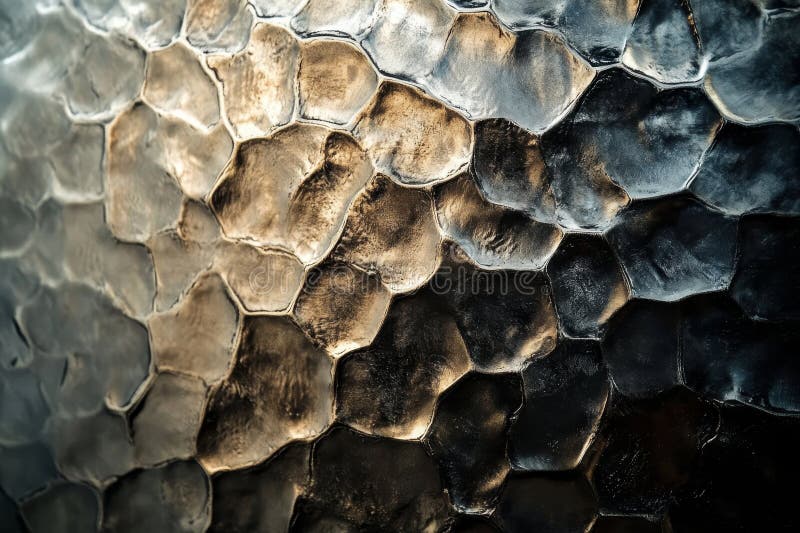 A Hammered Metal Surface with Irregular Dents and Textures, Reflecting ...