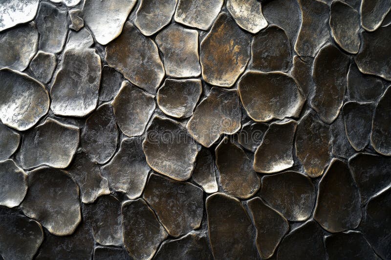 A Hammered Metal Surface with Irregular Dents and Textures, Reflecting ...