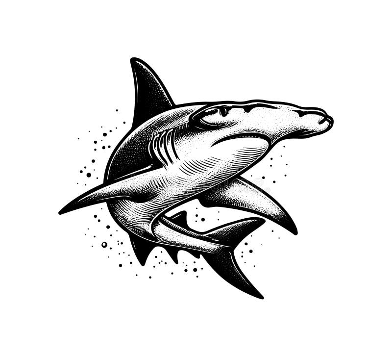 Hammerhead Shark Hand Drawn Vector Illustration Stock Vector ...