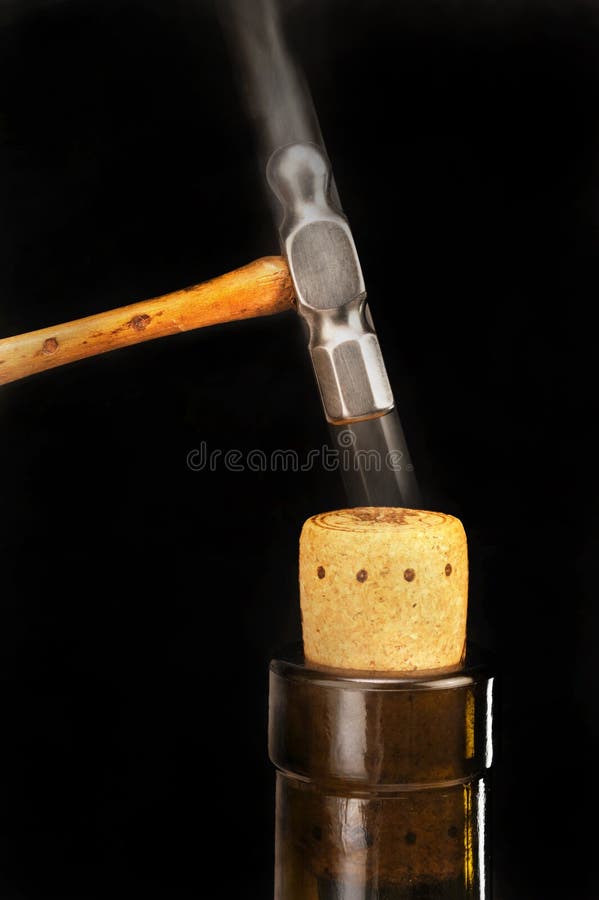 Hammering Cork in. stock photo. Image of green, booze - 17964590