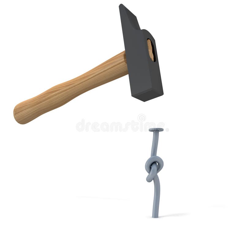 Shiny New Hammer Hitting the Nail Isolated Stock Illustration ...