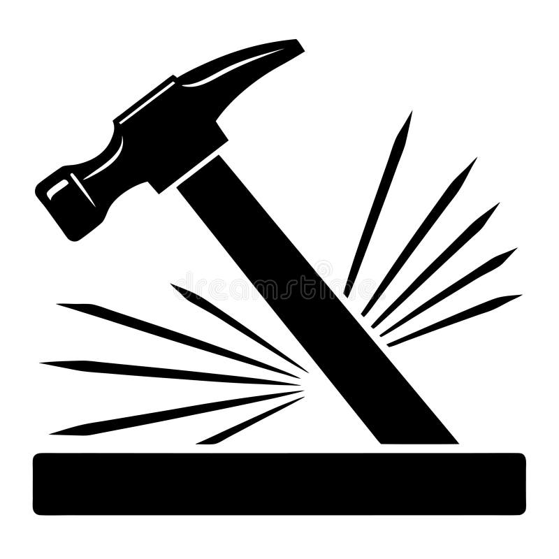Hammering Nail Vector Construction Tool Carpentry Art Stock ...