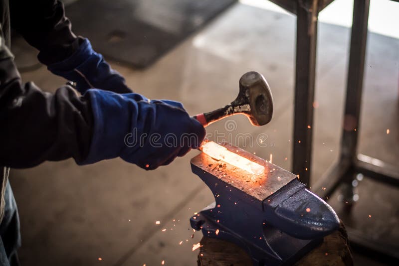 Hammering steel stock photo. Image of hotsteel, anvil - 81802208