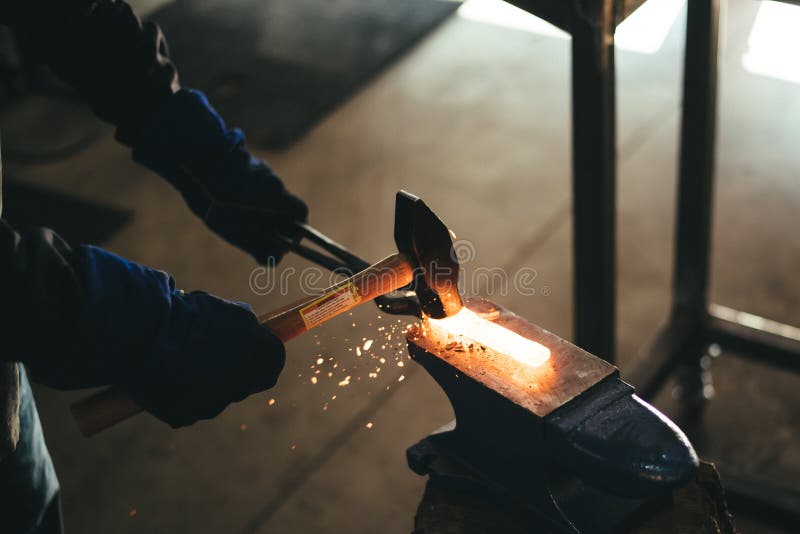 Hammering steel stock photo. Image of small, blacksmith - 81802500