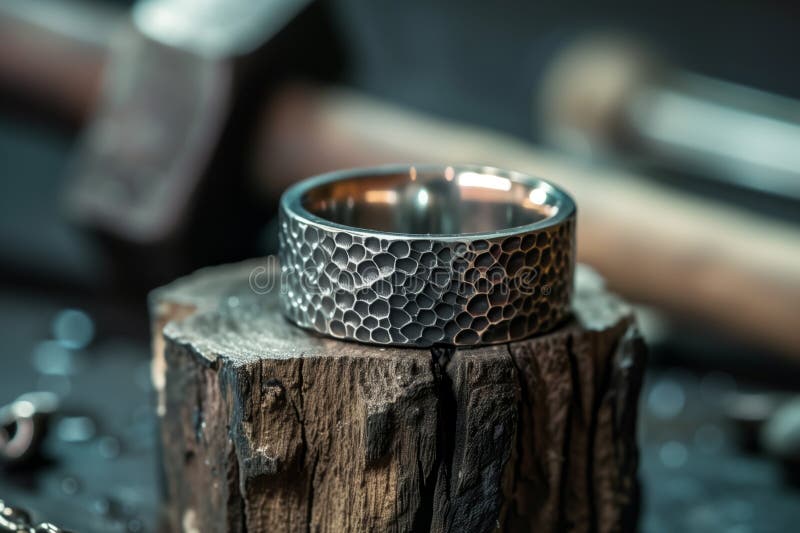 Hammering Textured Pattern Onto Metal Ring Stock Image - Image of ...