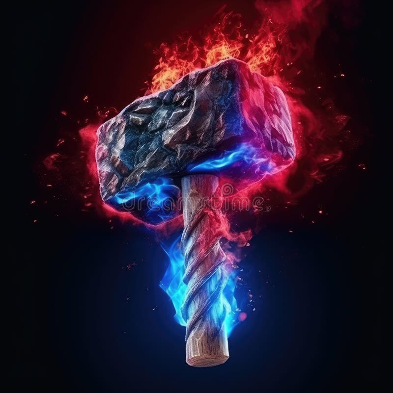 Hammers Neon in Blue and Red Fire Stock Illustration - Illustration of ...