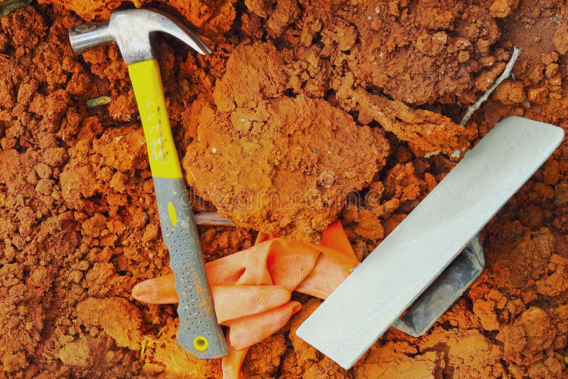 Hammers - Rubber Gloves - the Plaster for Construction. Stock Image ...