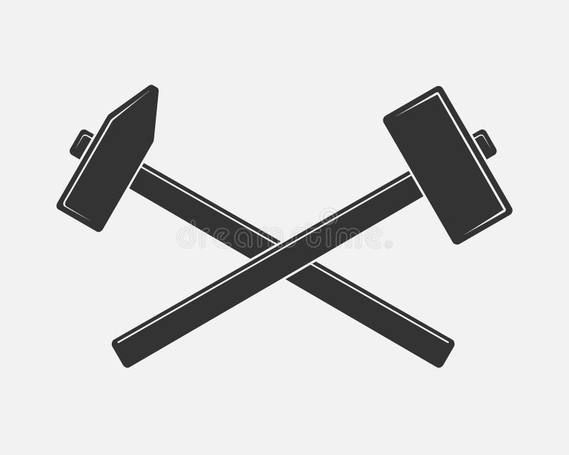Two Crossed Hammers Graphic Sign Stock Vector - Illustration of ...