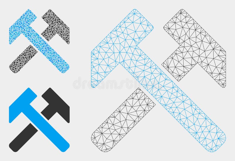 Hammers Vector Mesh 2D Model and Triangle Mosaic Icon Stock Vector ...