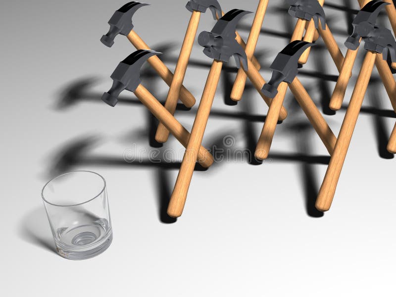 Hammers Walking Toward Glass Stock Illustration - Illustration of march ...