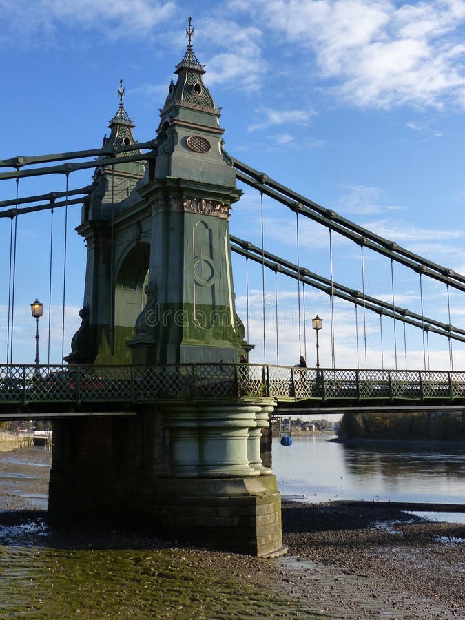 Hammersmith Bridge Over the Thames, West London Stock Image - Image of ...