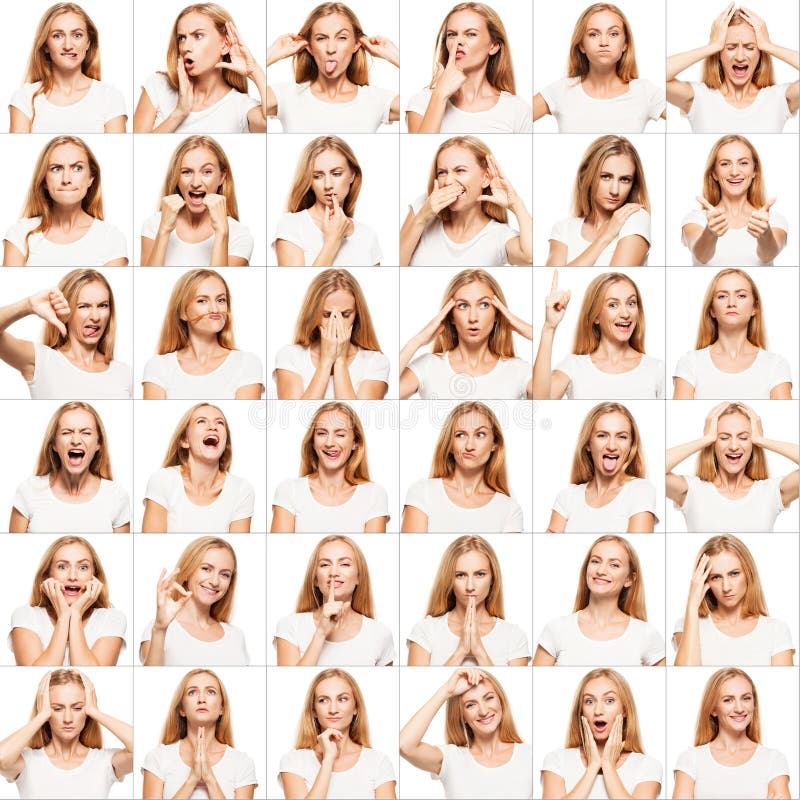 Woman different emotions stock photo. Image of shot, cheeks - 76862072