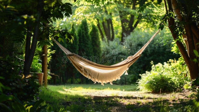 Hammock for a Cozy Rest in the Shade of Trees Stock Photo - Image of ...