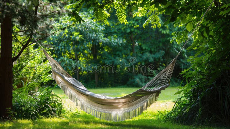 Hammock for a Cozy Rest in the Shade of Trees Stock Photo - Image of ...