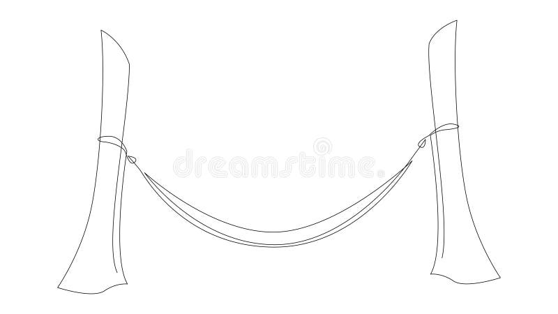 Hammock Hung on Trees Continuous One Line Drawing. Relax Concept ...