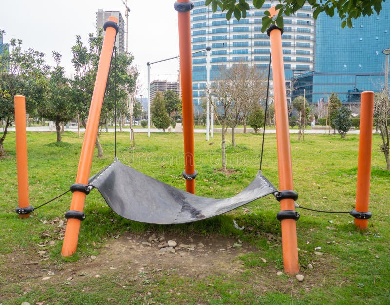 Hammock of an Unusual Shape. Infrastructure in the Park. Place for Rest ...