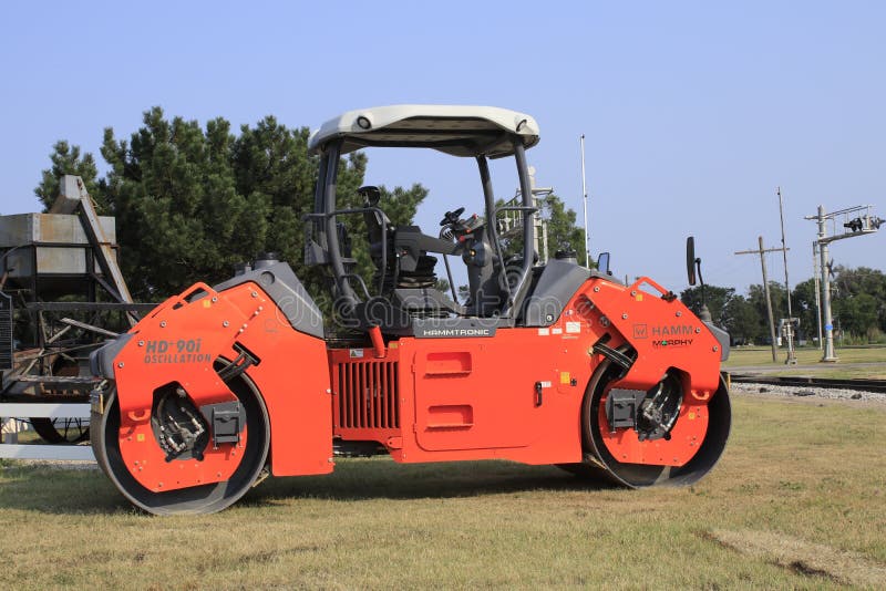 A Hammtronic HD 90 I Road Packer in a Parking Lot Shot Closeup that`s ...