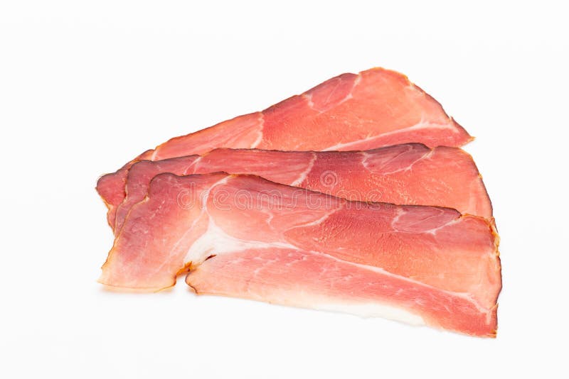 Hamon Sliced on White Background. Spanisch Traditional Meat Stock Photo ...