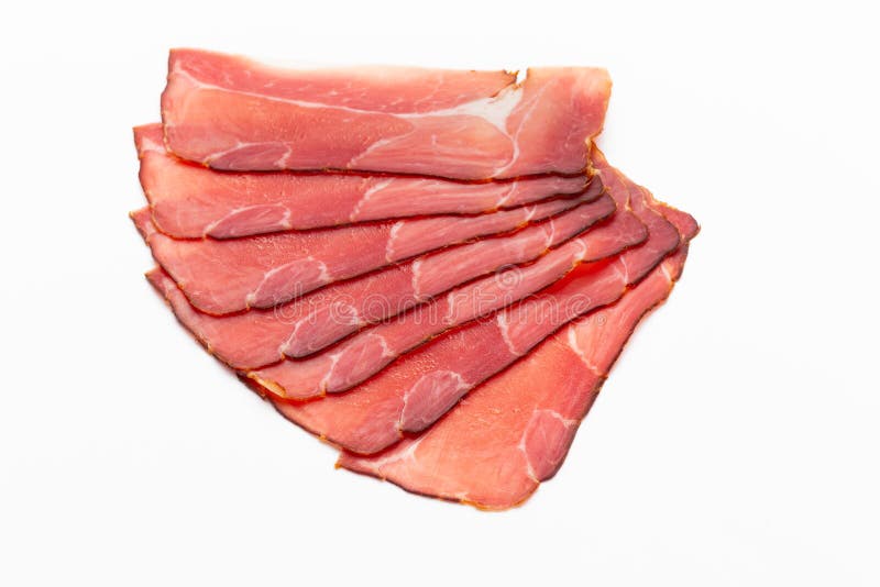 Hamon Sliced on White Background. Spanisch Traditional Meat Stock Photo ...