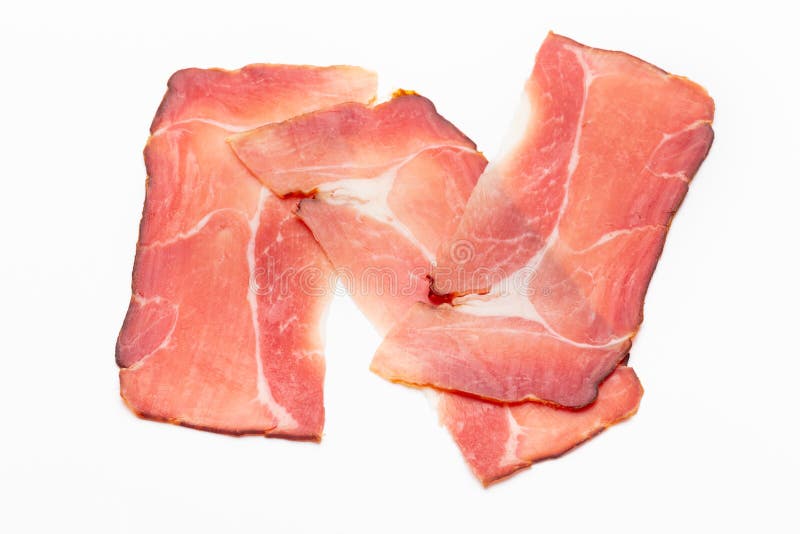 Hamon Sliced on White Background. Spanisch Traditional Meat Stock Photo ...
