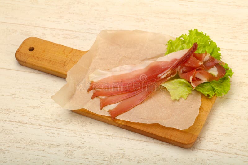 Traditional Hamon Hanging Above Counter Stock Photo - Image of pork ...