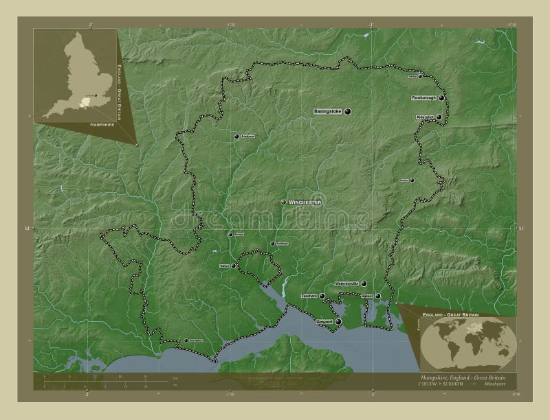 Hampshire, England - Great Britain. Wiki. Labelled Points of Cit Stock ...