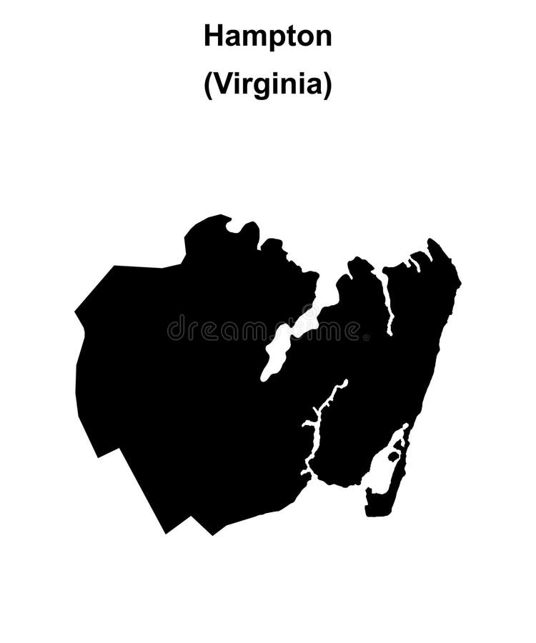 Hampton outline map stock vector. Illustration of detailed - 361871737