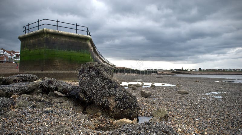 Hampton Pier stock photo. Image of kent, beach, clouds - 16635456