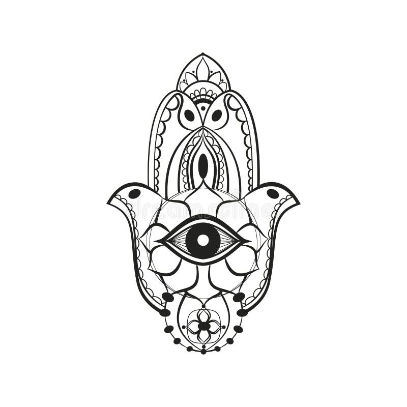 Hamsa Black Color Fatima Hand Stock Vector - Illustration of culture ...