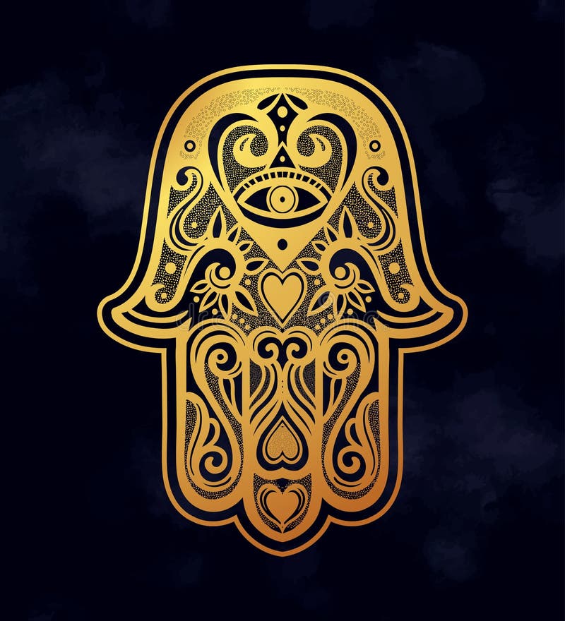 Hamsa or hand of Fatima. stock vector. Illustration of indian - 161459561